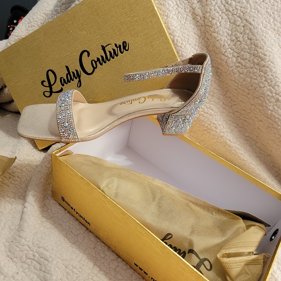 Lady Couture | Shoes | Lady Couture Sparkling Beige Heels | Poshmark